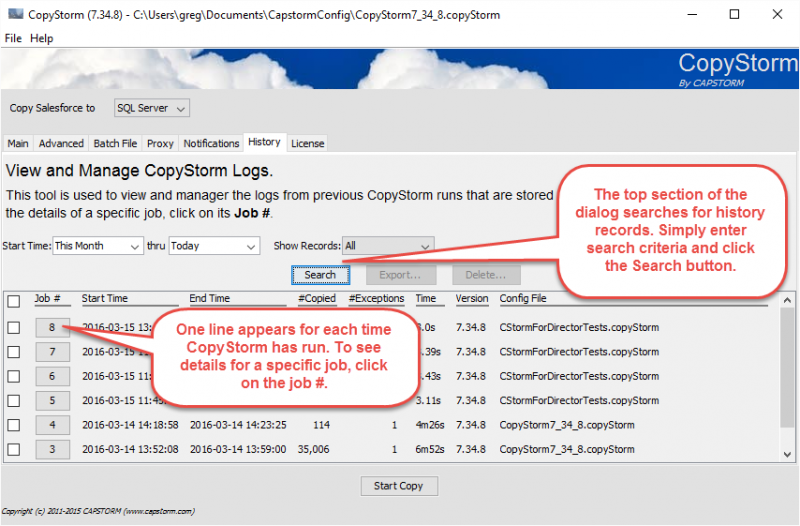 History Tab - Capstorm Learning Center