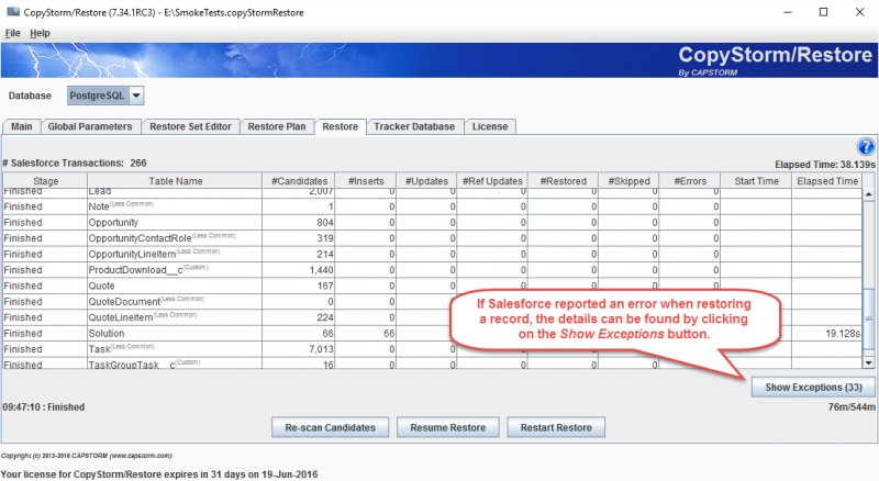 Restore Tab - Capstorm Learning Center