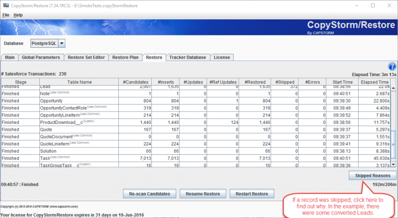 Restore Tab - Capstorm Learning Center