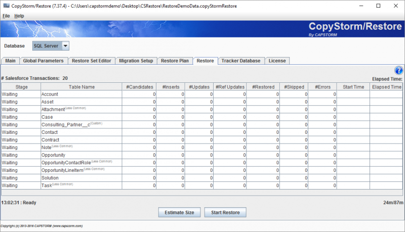 Restore Tab - Capstorm Learning Center