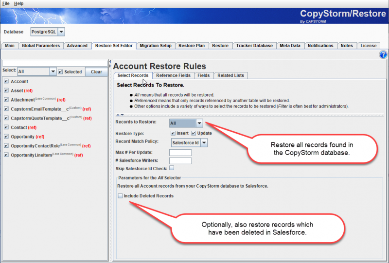 Records to Restore Editor - Capstorm Learning Center