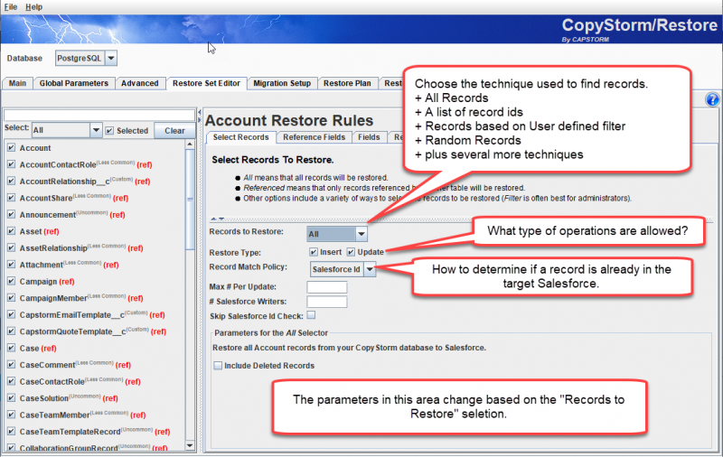 Records to Restore Editor - Capstorm Learning Center