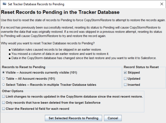 Set Records to Pending - Capstorm Learning Center
