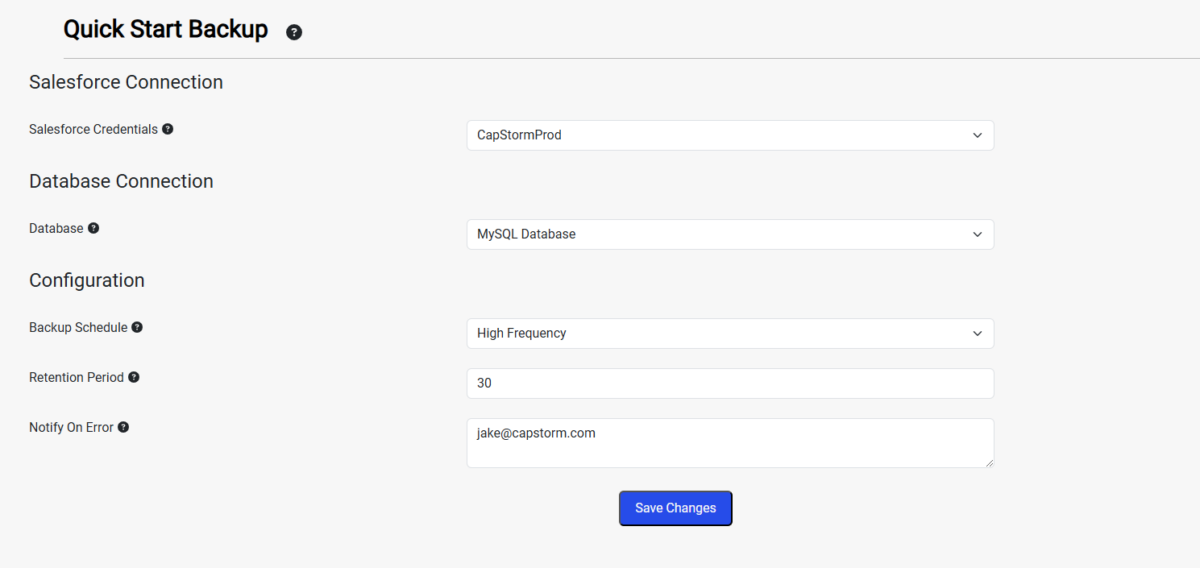 Quick Start Backup - Capstorm Learning Center